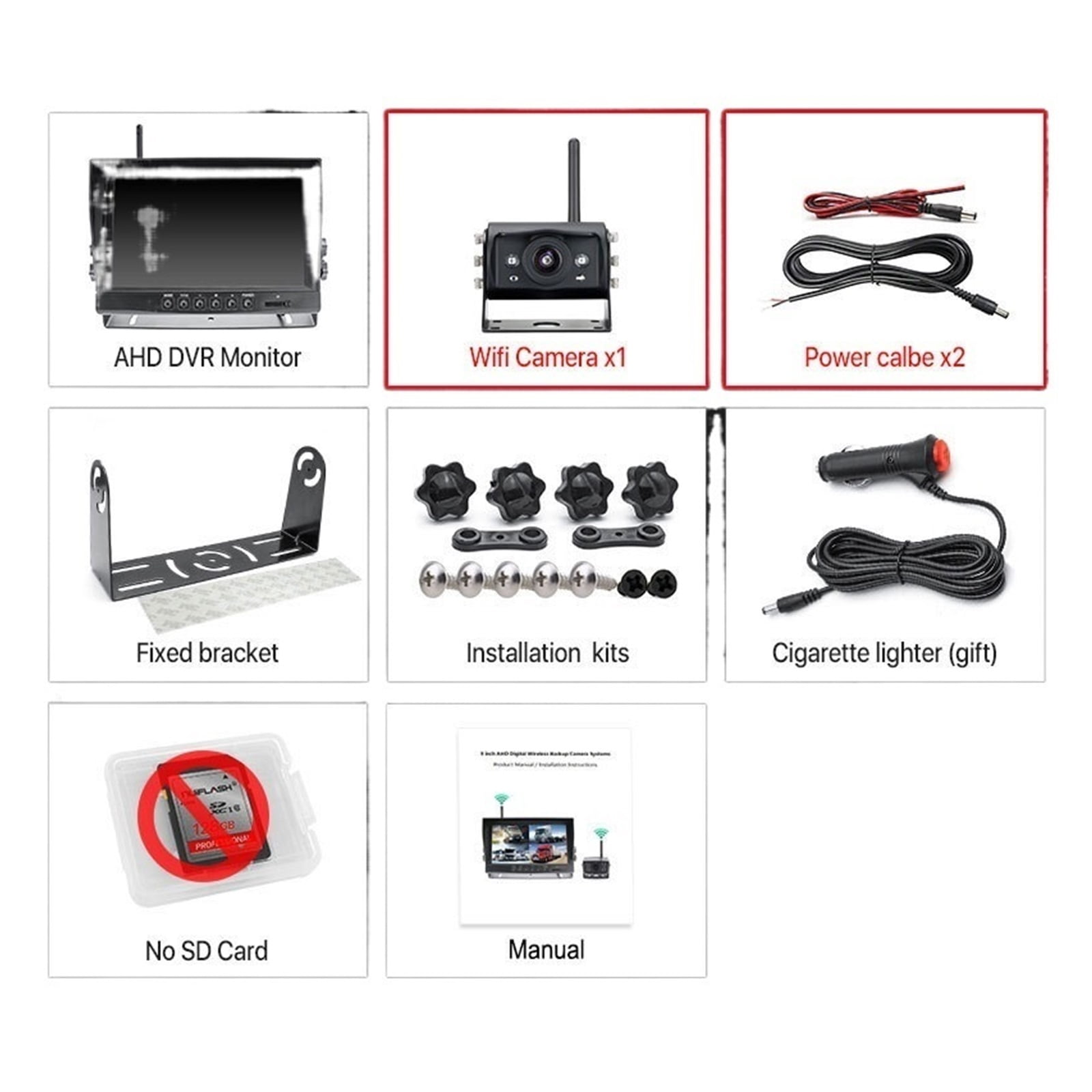 AHD Digital Wireless Backup DVR Record Camera And 9 Inch 4CH AHD ...