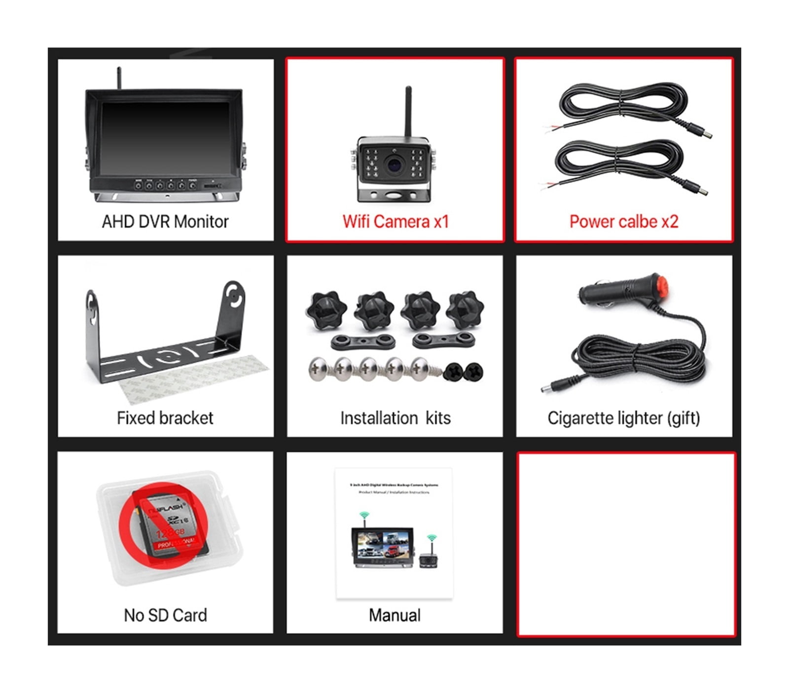 AHD Wireless 9 Inch 4 Channels Car DVR Parking Monitor With Front Rear ...