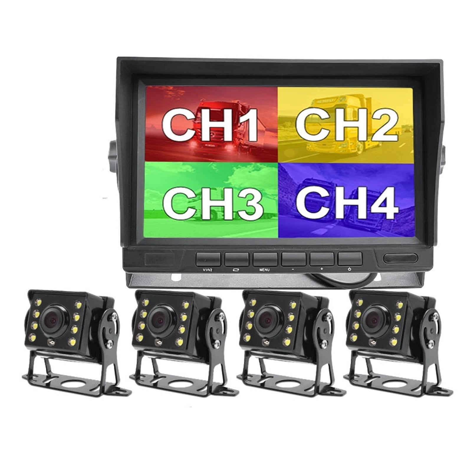 AHD1920x1080P 7 Inch IPS Truck Bus 4CH Vehicle DVR Recorder Parking ...