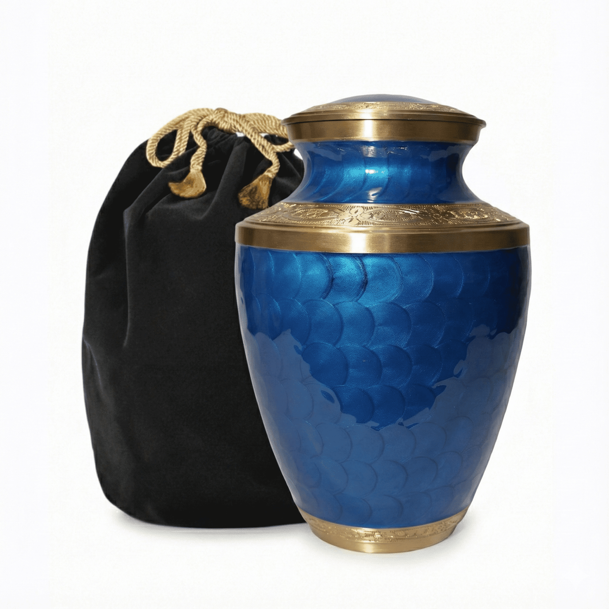 Large Brass Cremation Urn for Human Ashes | Blue Handcrafted Funeral ...