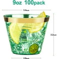 AHGLOP-100 Pack 9 oz Green Plastic Cups, Clear Disposable Cups with ...