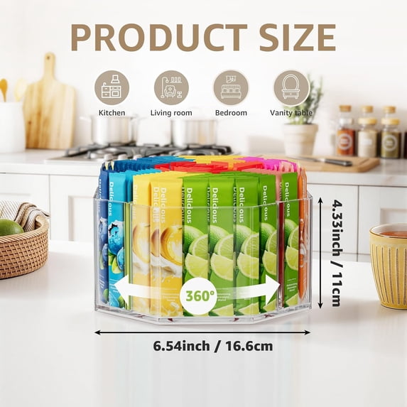 AHGLOP-Divided Drink Packet Organizer, Octagonal 5 Compartment Clear ...