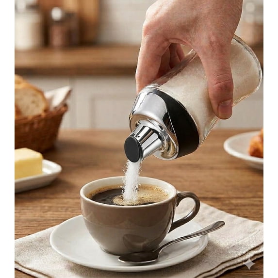 AHGLOP-J&M Design 2-Pack Glass Sugar Dispenser & Shaker for Coffee ...