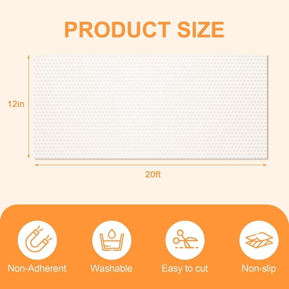 AHGLOP-Shelf Liner 12 Inch x 20 FT Clear Non Slip Waterproof Cabinet ...