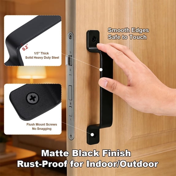 AHGLOP-Sliding Barn Door Handles Black 4 Pack,7.4 inch Heavy Duty ...