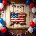 AHGQT 7.9x7.5 Inch Patriotic Wooden Door Sign, Independence Day Wall ...