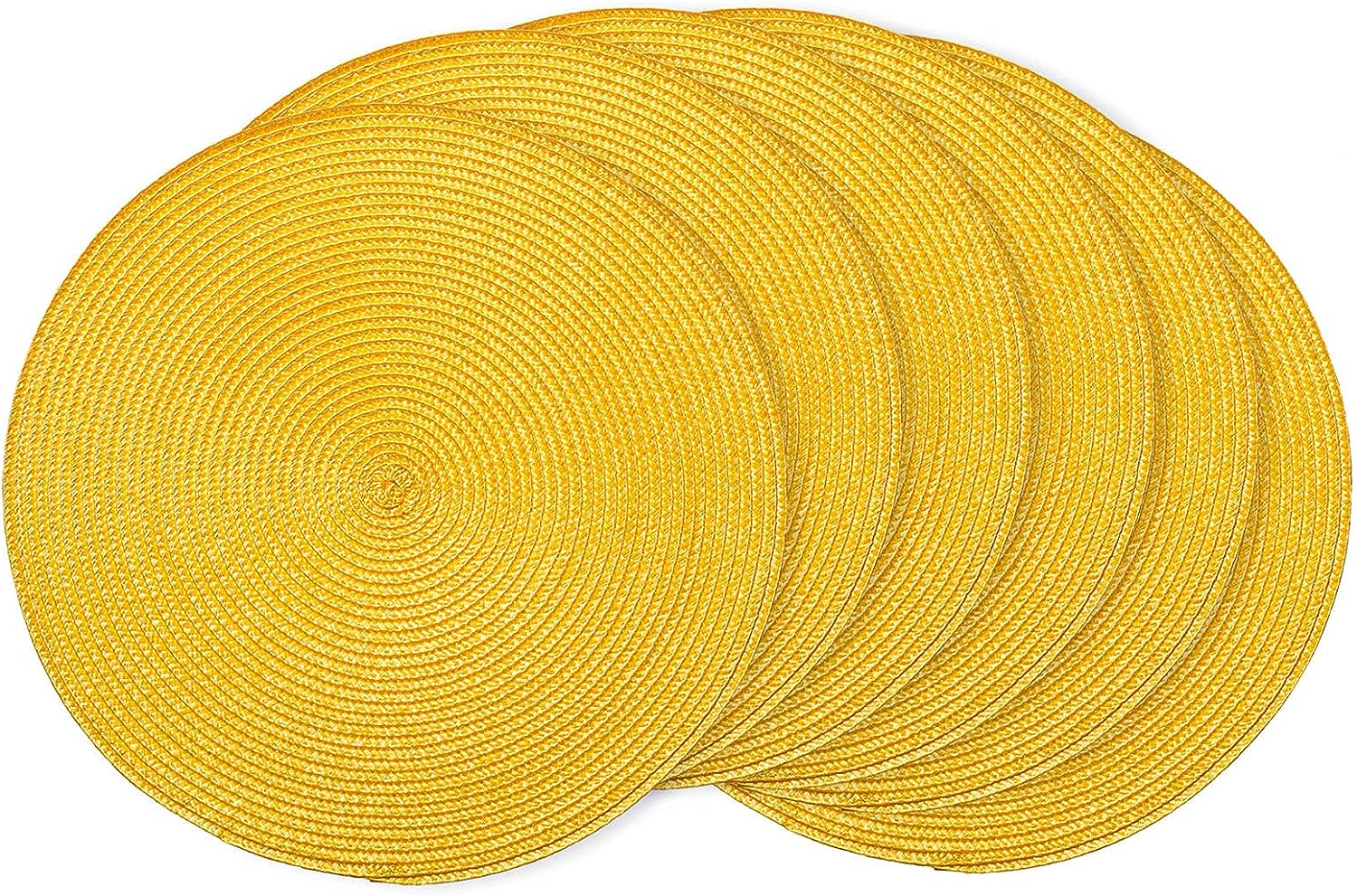 Rome Woven Braided Stitch Edge Table Placemats 15 Inches Round Set of 4 ...