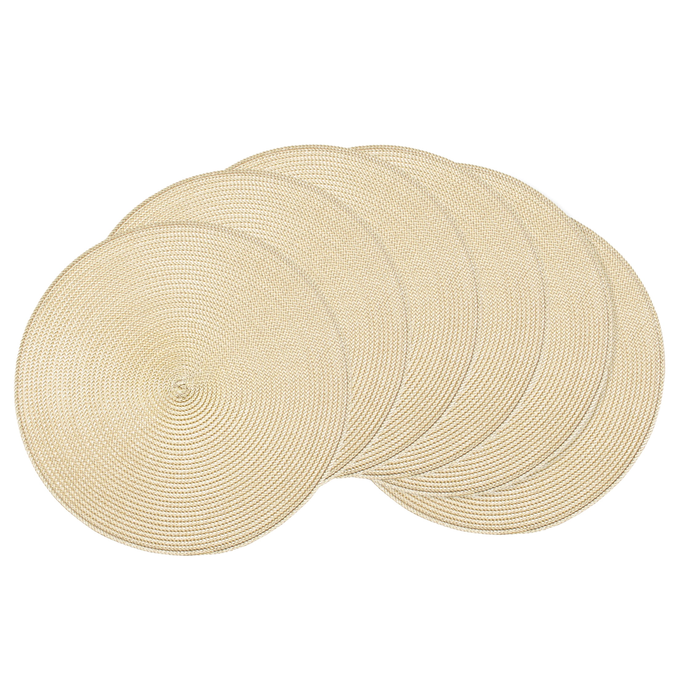 AHHFSMEI Round Braided placemats set of 6 Woven Heat Resistant Non-Slip ...