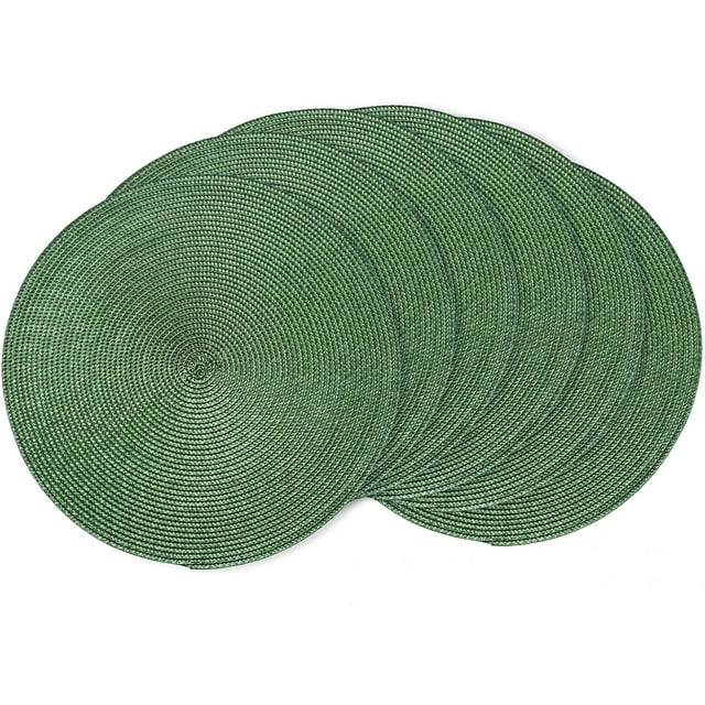 AHHFSMEI Round Braided placemats set of 6 Woven Heat Resistant Non-Slip ...