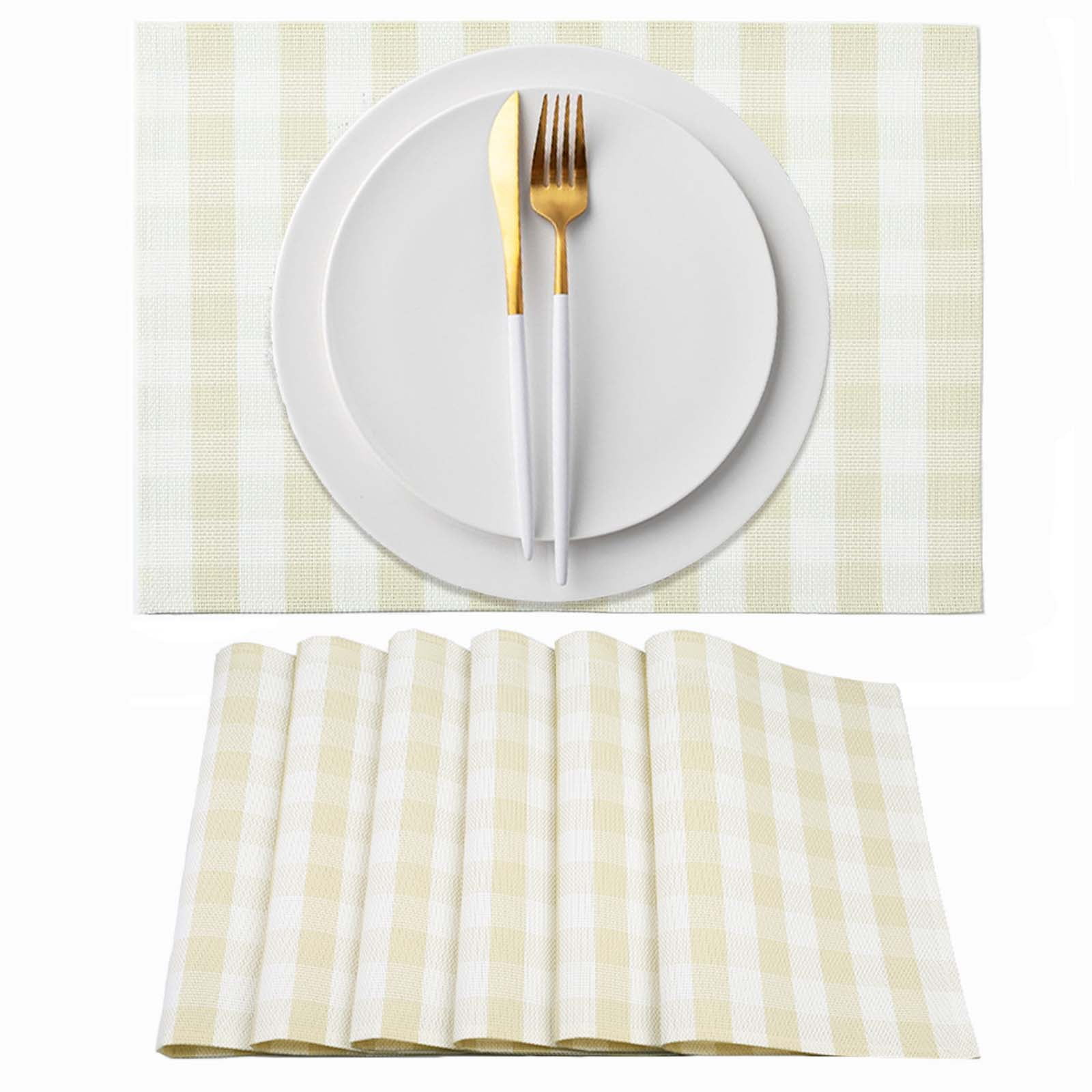 AHHFSMEI placemats set of 6 Woven Heat Resistant Non-Slip Kitchen Table ...