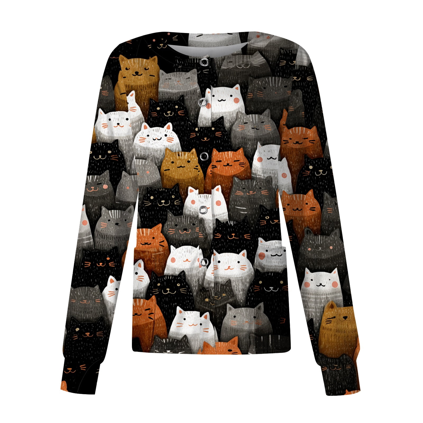 AHMOMEI Cartoon Animal Print Scrub Jackets for Women S-5XL Plus Size ...