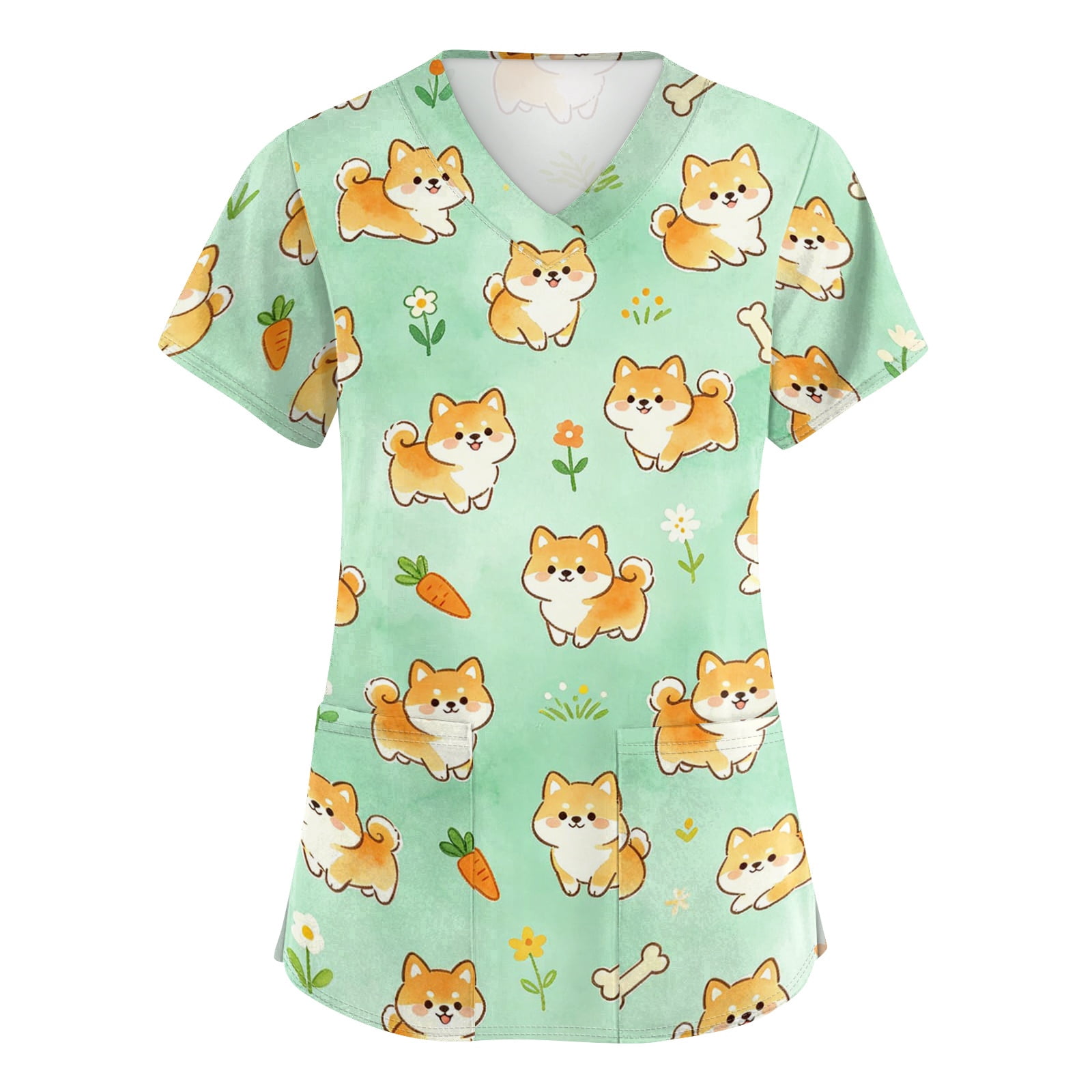 AHMOMEI Cartoon Animal Print Top Scrubs for Women Stretchy S-5XL Plus ...