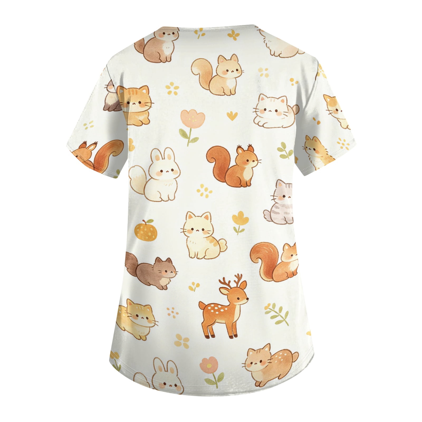 AHMOMEI Cartoon Animal Print Women Scrubs Top Stretchy S-5XL Plus Size ...