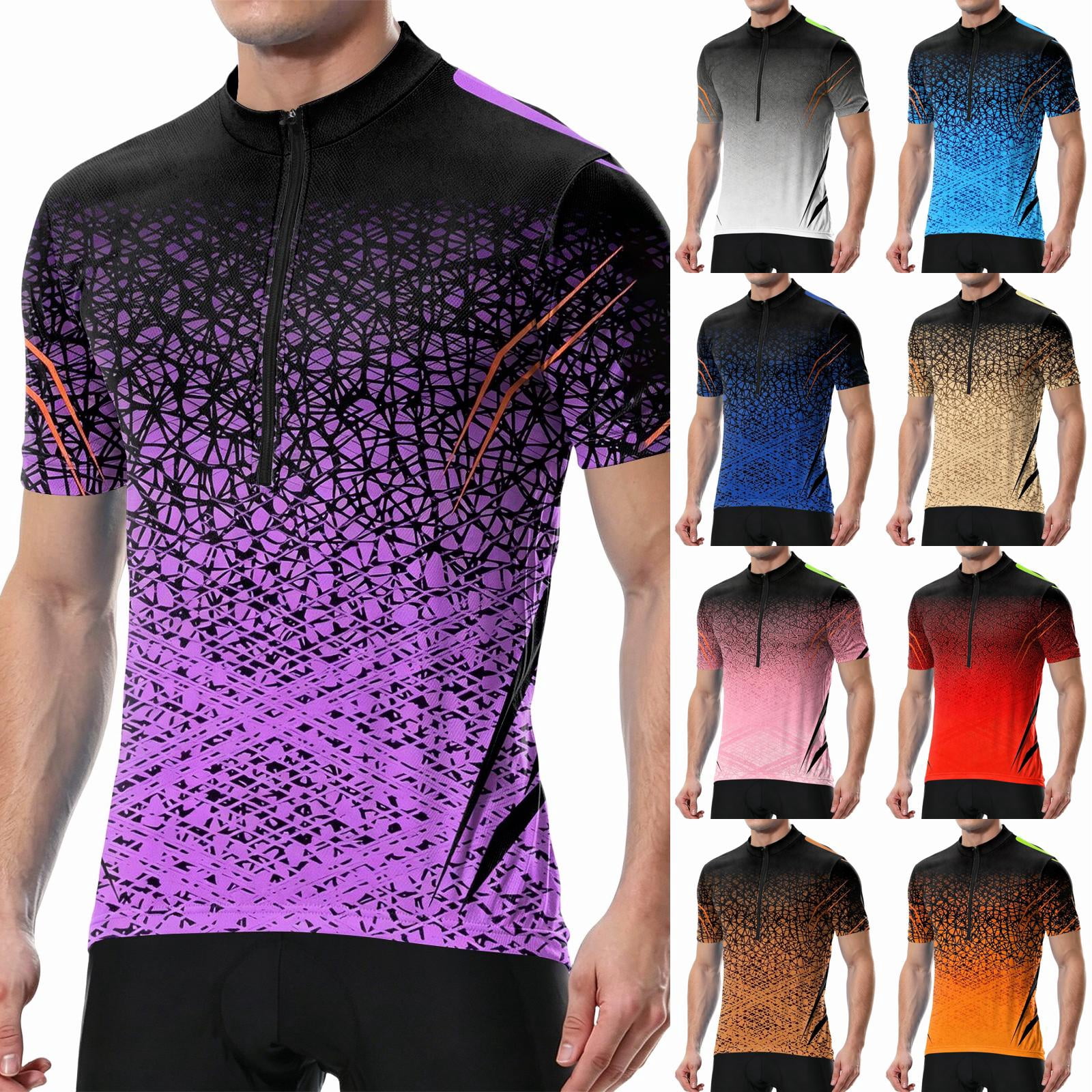 AHMOMEI Gradient Men's Cycling Bike Jersey Quarter Zip Mens Short ...