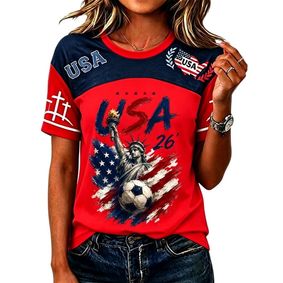 AHMOMEI Jersey Shirts for Women 2026 USA Flag Print Funny Patriotic ...