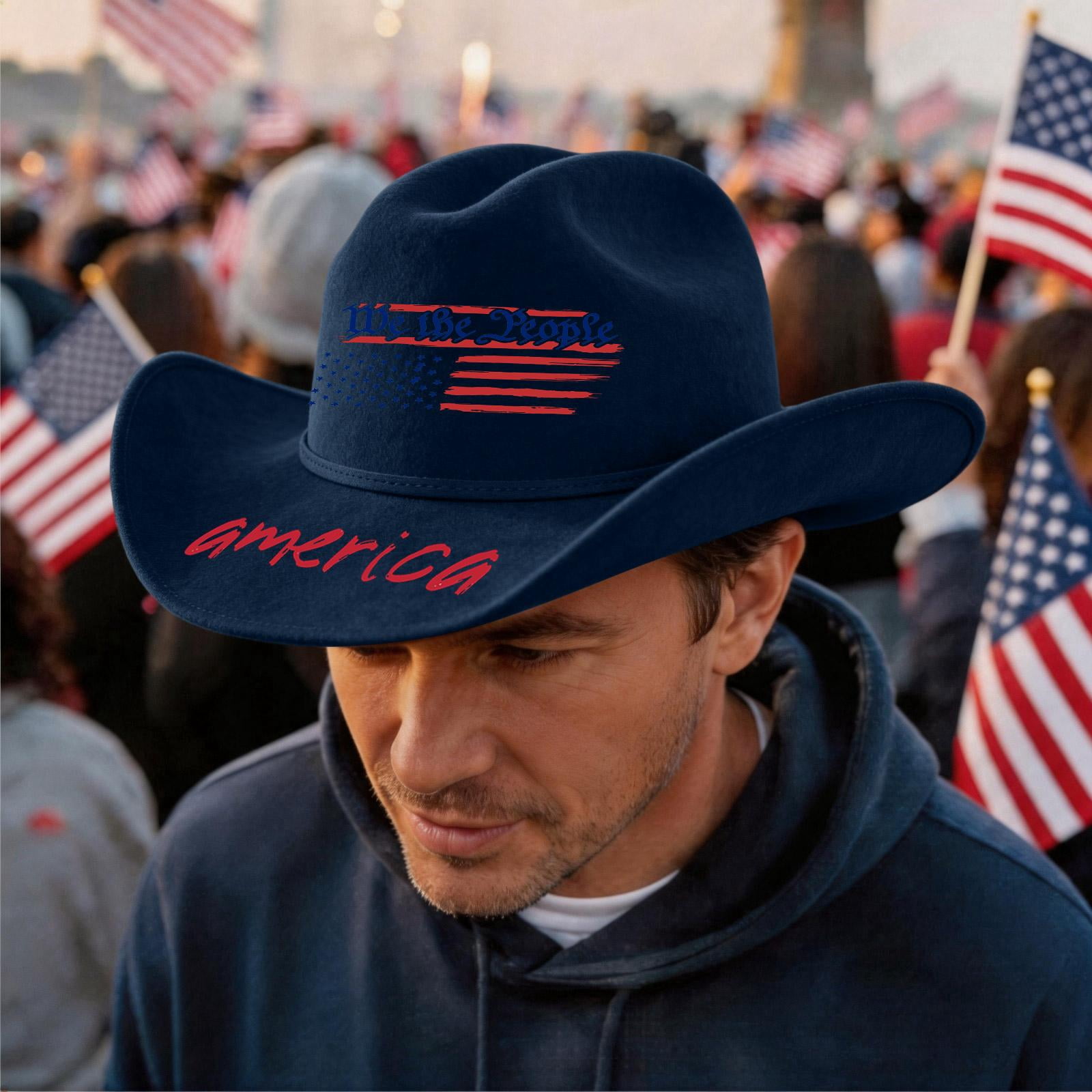 AHMOMEI Patriotic American Flag Cowboy Hat, We The People 250 Years of ...
