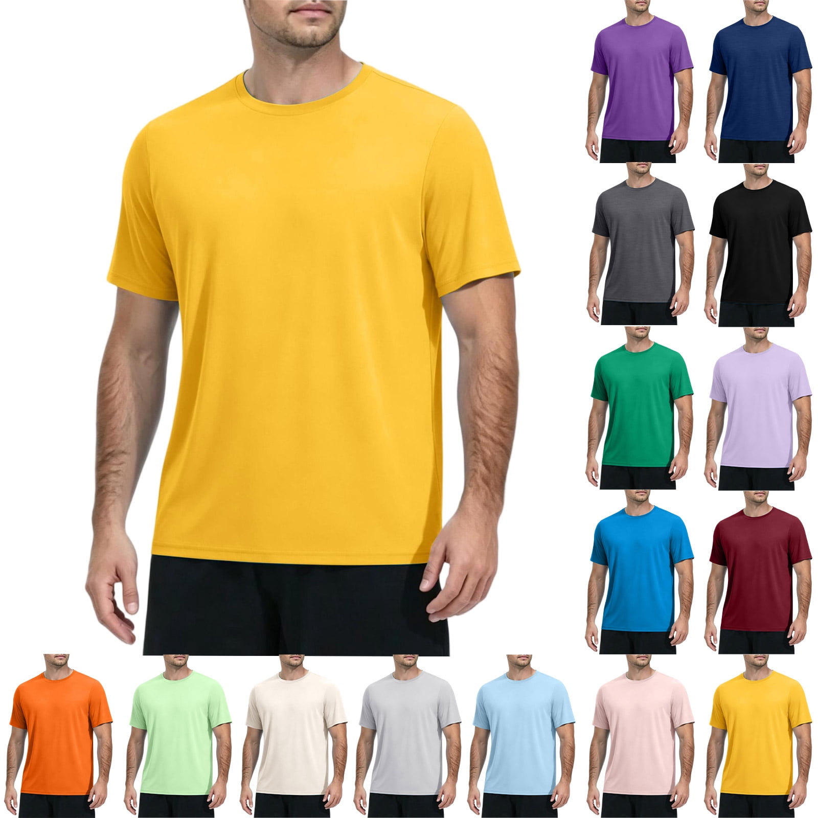 AHMOMEI Quick Dry Athletic Shirts Men Ice Silk Short Sleeve Shirts Men ...