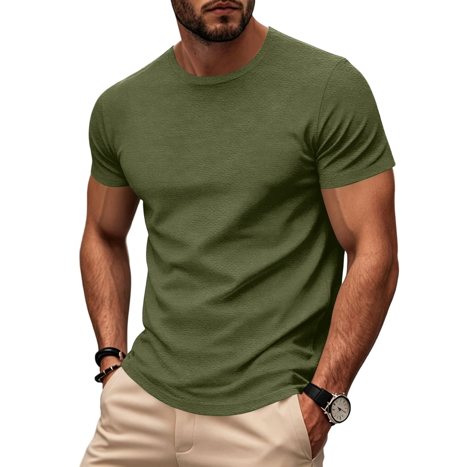 AHMOMEI S-4XL Green Mens Workout Shirts Lightweight Quick Dry Short ...