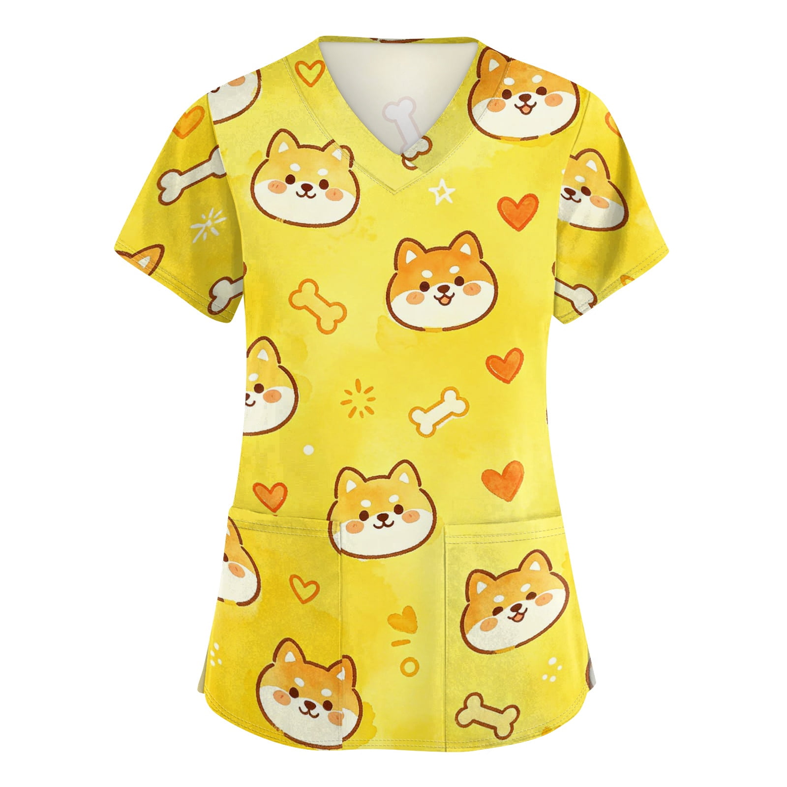 AHMOMEI S-5XL Plus Size Scrub Tops Women Stretchy Cartoon Animal Print ...