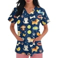 AHMOMEI S-5XL Plus Size Scrubs for Women Tops Stretchy Cartoon Animal ...