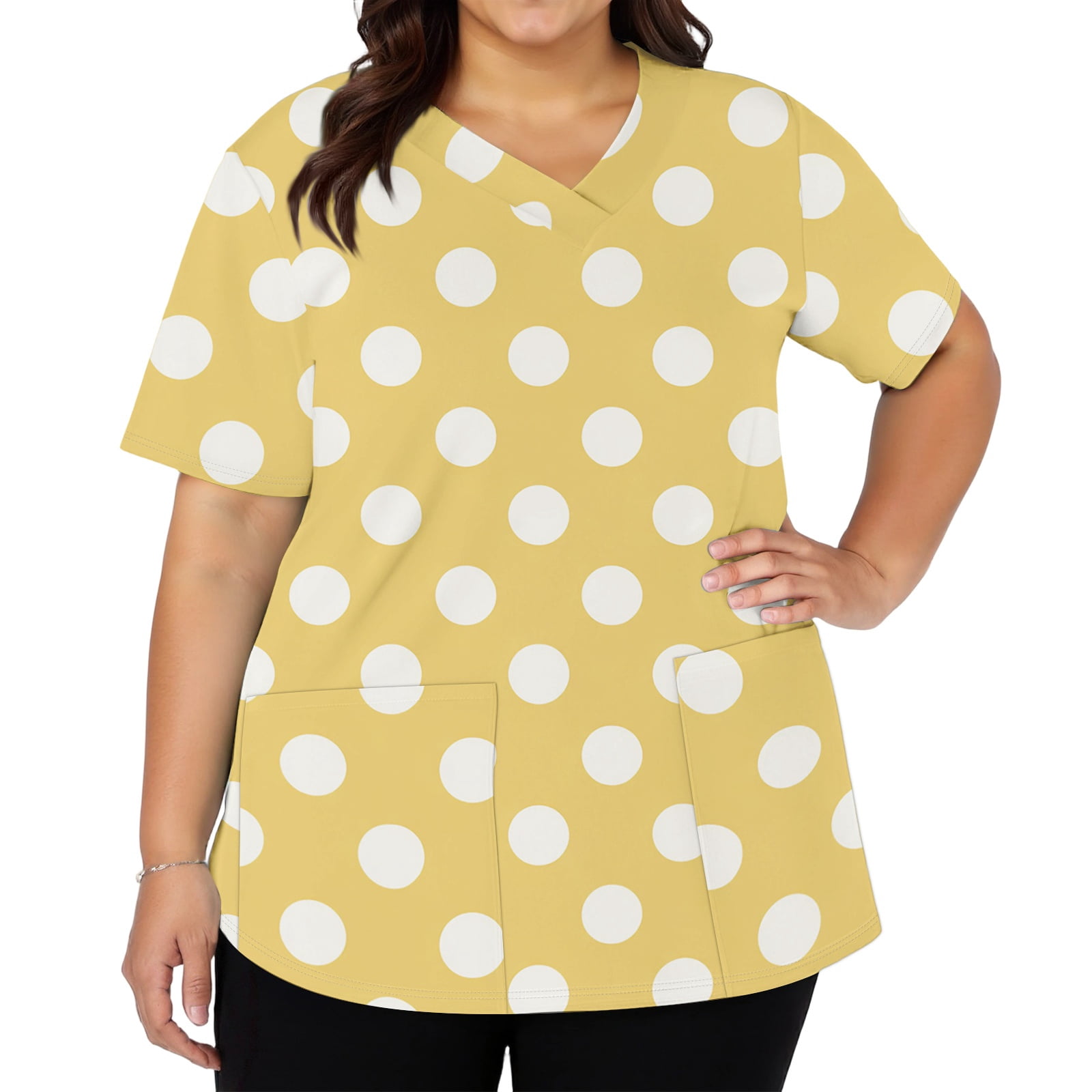 AHMOMEI S-5XL Plus Size Top Scrubs for Women Stretchy Cartoon Animal ...