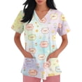 AHMOMEI S-5XL Plus Size Womens Scrub Tops Stretchy Cartoon Animal Print ...