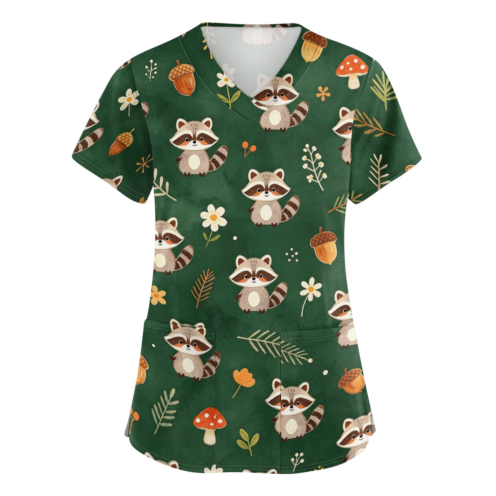AHMOMEI S-5XL Plus Size Womens Scrubs Top Workwear Stretchy Cartoon ...