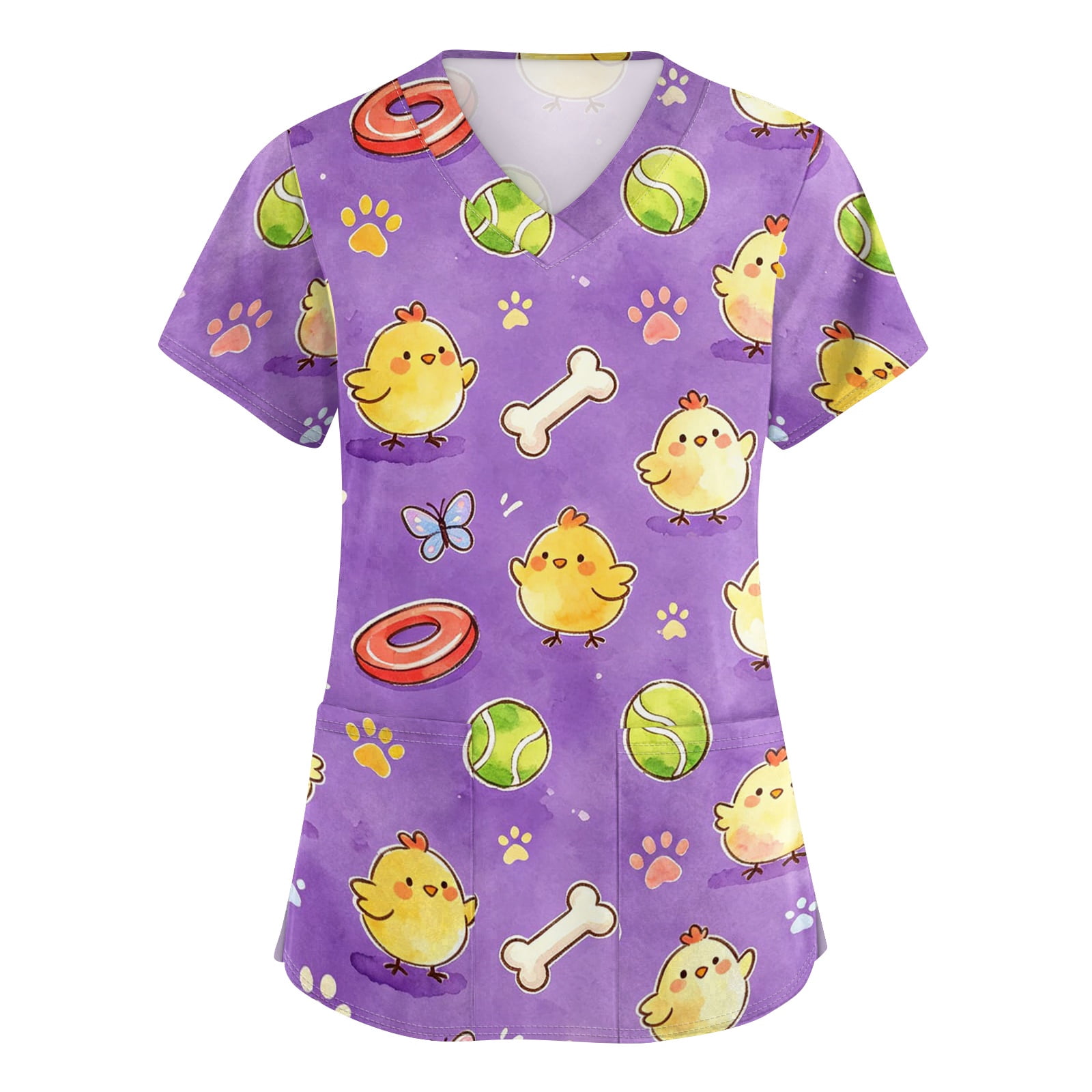 AHMOMEI S-5XL Plus Size Womens Scrubs Tops Stretchy Cartoon Animal ...