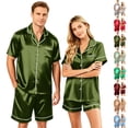 AHMOMEI Satin Matching Pajamas for Couples Silk Short Sleeve Sleepwear ...