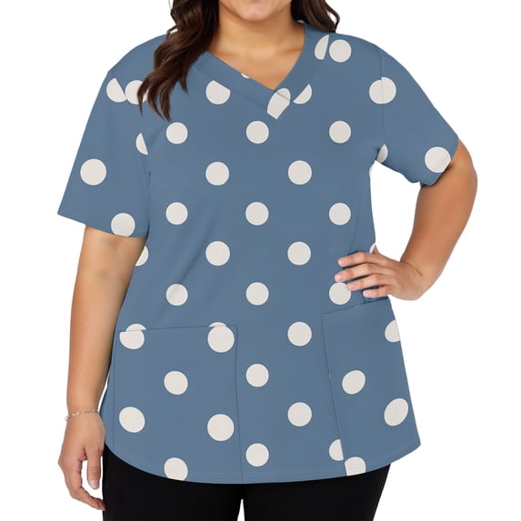 AHMOMEI Stretchy Cartoon Animal Print Scrub Tops V Neck Short Sleeve ...