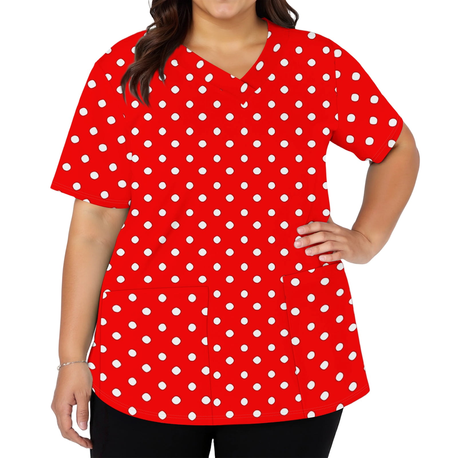 AHMOMEI Top Scrubs for Women Stretchy Cartoon Animal Print Scrub Shirt ...