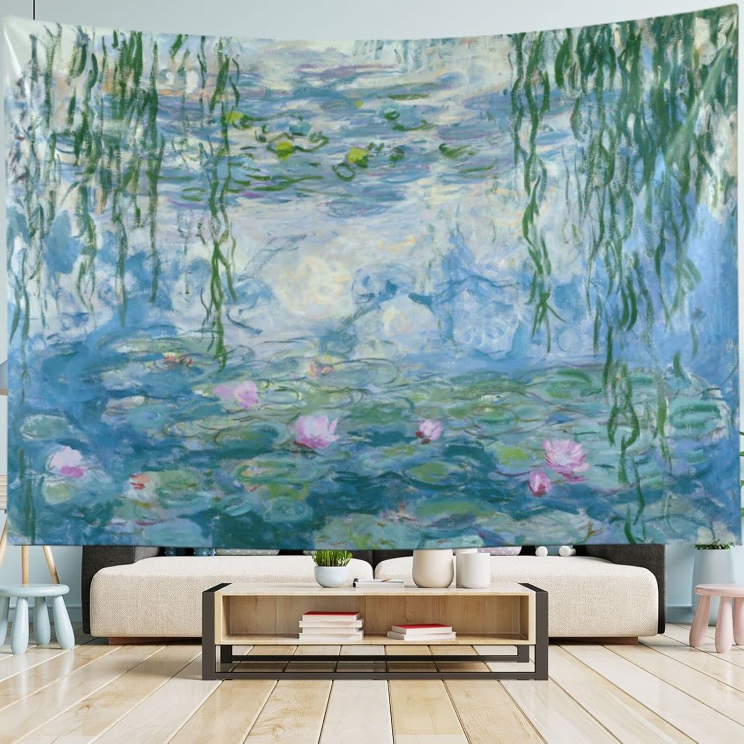 AHOMY Tapestry Wall Hanging, Claude Monet Weeping Willow Bedspread ...