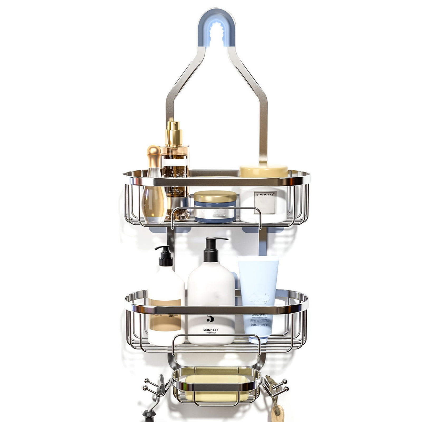 AHOXE Hanging Shower Caddy Over Shower Head Caddy Rustproof No Drilling ...