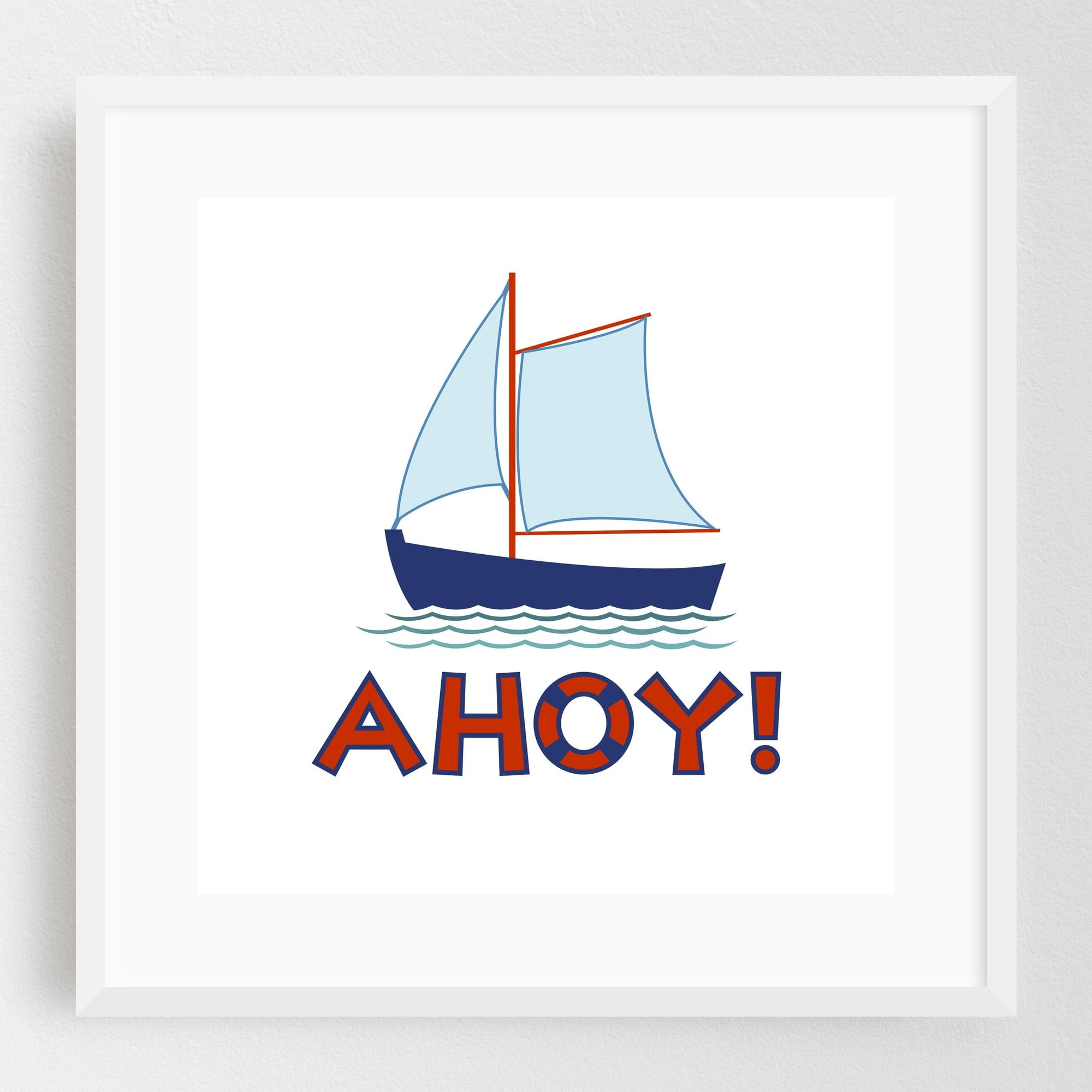 AHOY! Buoy Boat - Digital Art Sailboat Nautical Boat Ocean Typography ...