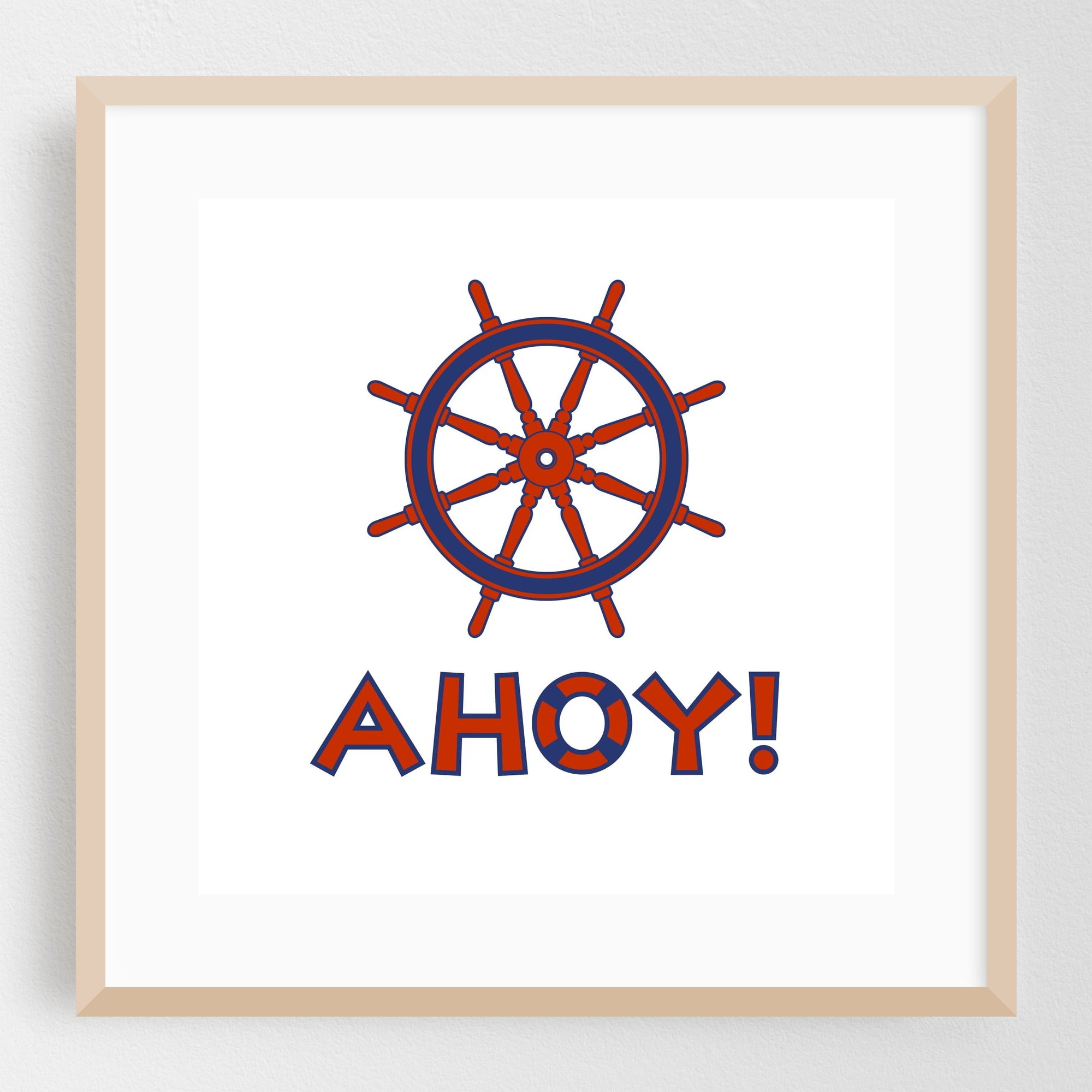 AHOY! Buoy Ship's Wheel - Digital Art Nautical Sailboat Typography Boat ...