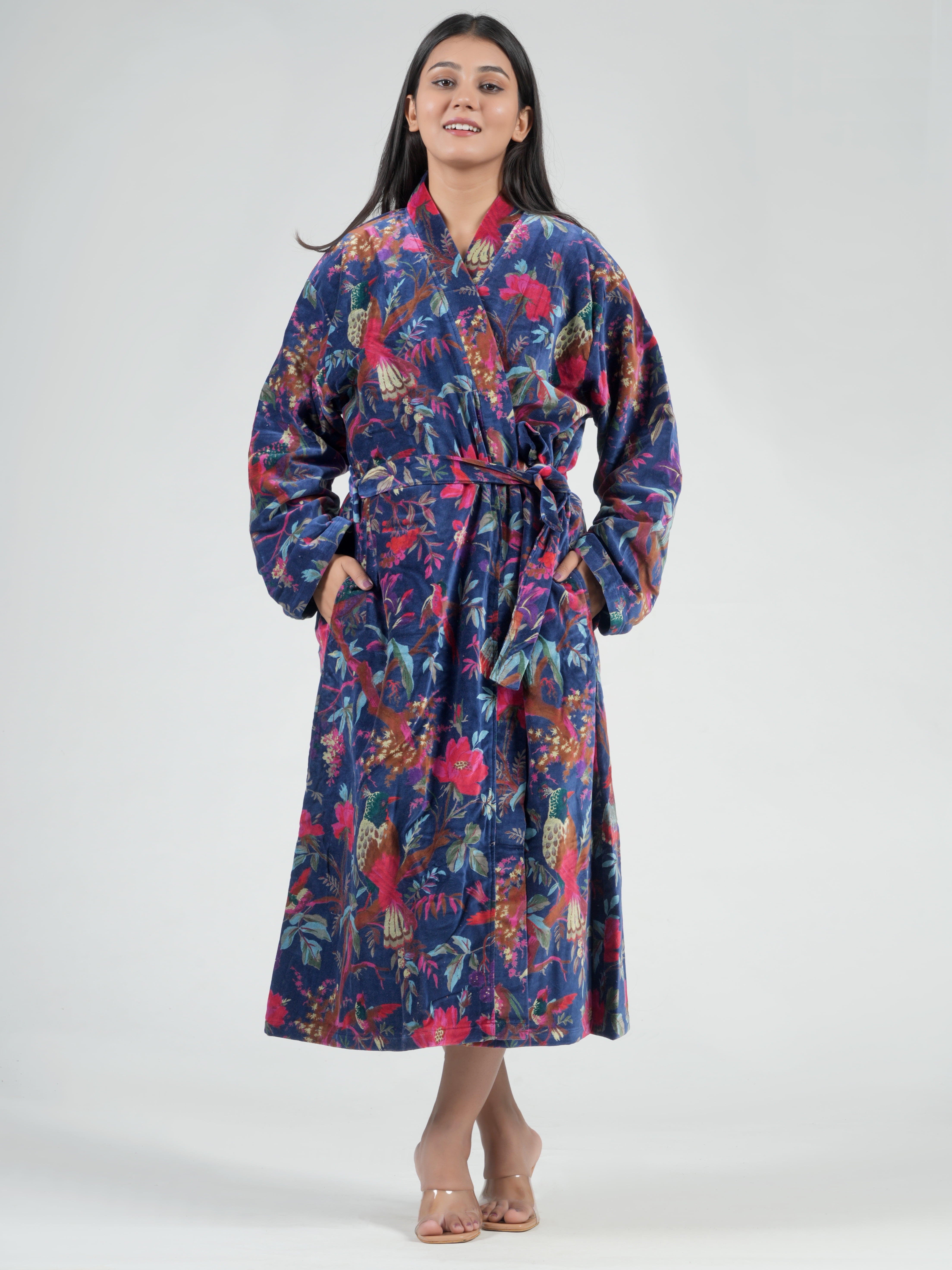 AHR-International Kimono Long Sleeve Bathrobe for Women, Full Length ...