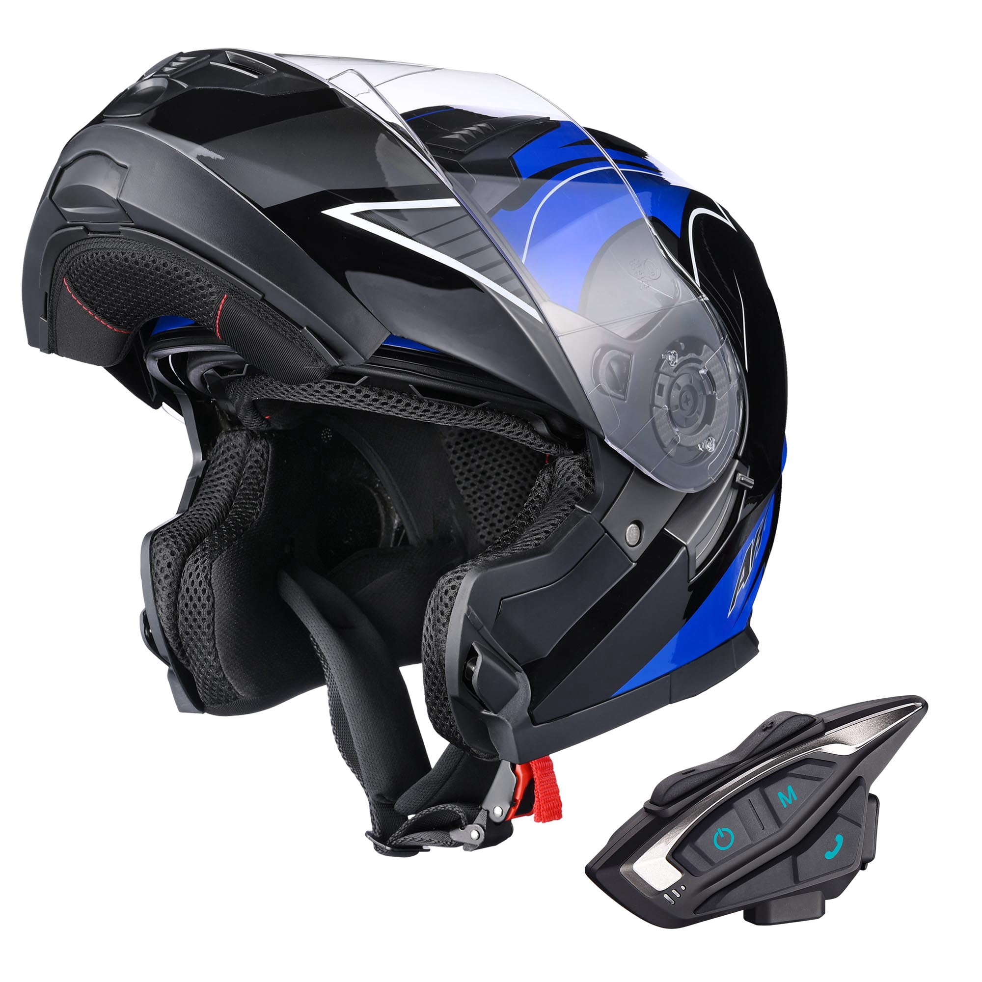AHR Motorcycle Flip up Full Face Helmet Bluetooth 5.2 Headset DOT ...