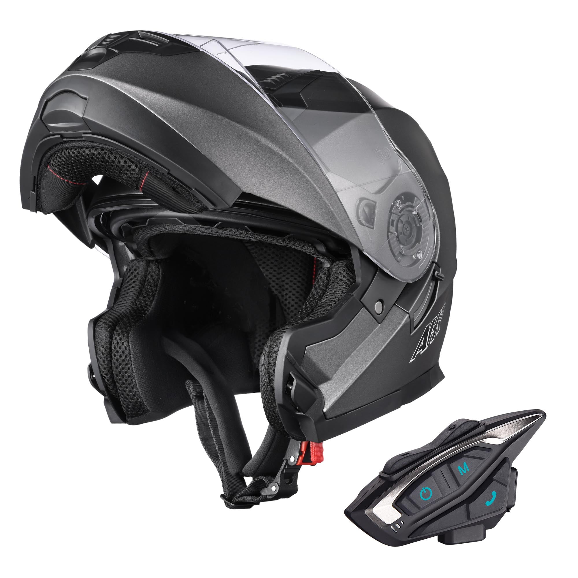 AHR Motorcycle Flip up Full Face Helmet Bluetooth 5.2 Headset DOT Dual ...