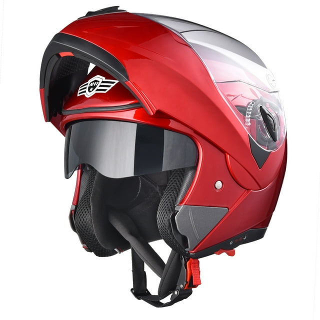 AHR Lightweight Large Motorcycle Helmet, Dual Visor, DOT Approved, Flip ...