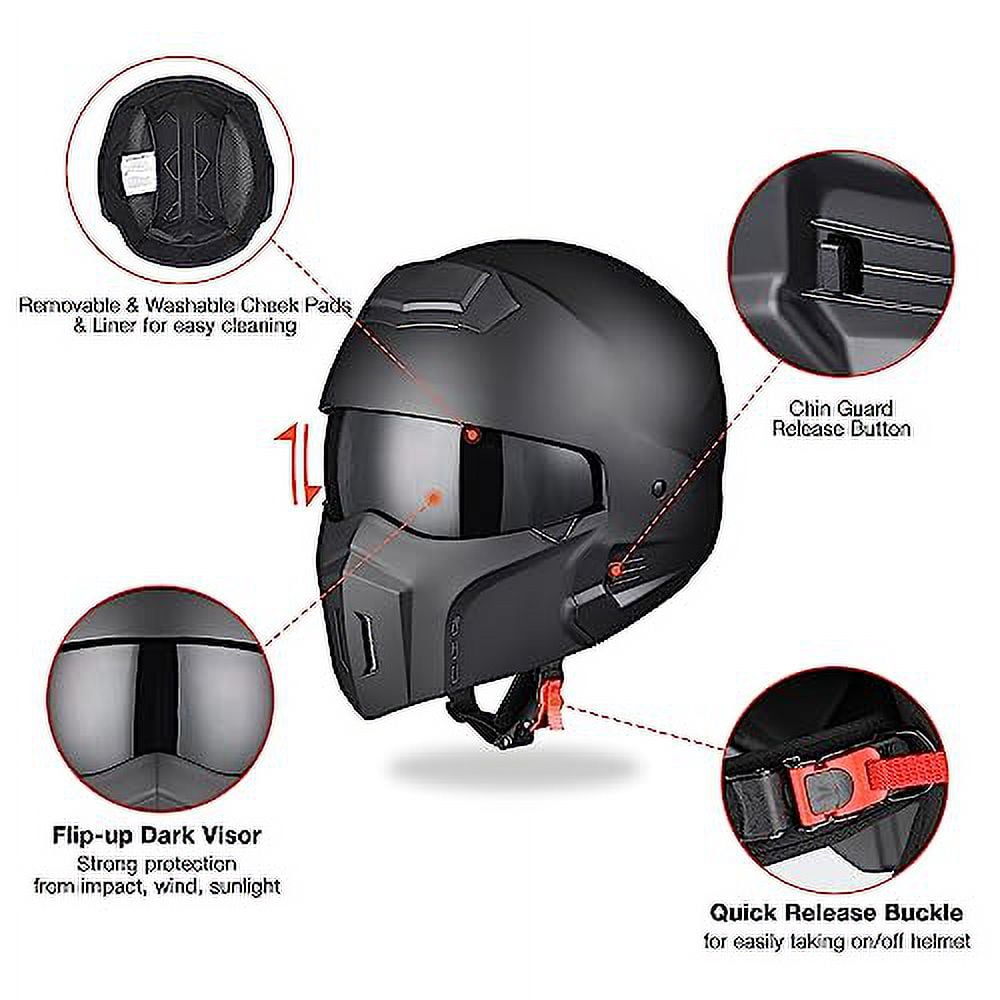 AHR Open Face Motorcycle Helmet 3/4 Half Helmet for Cruiser Scooter ...