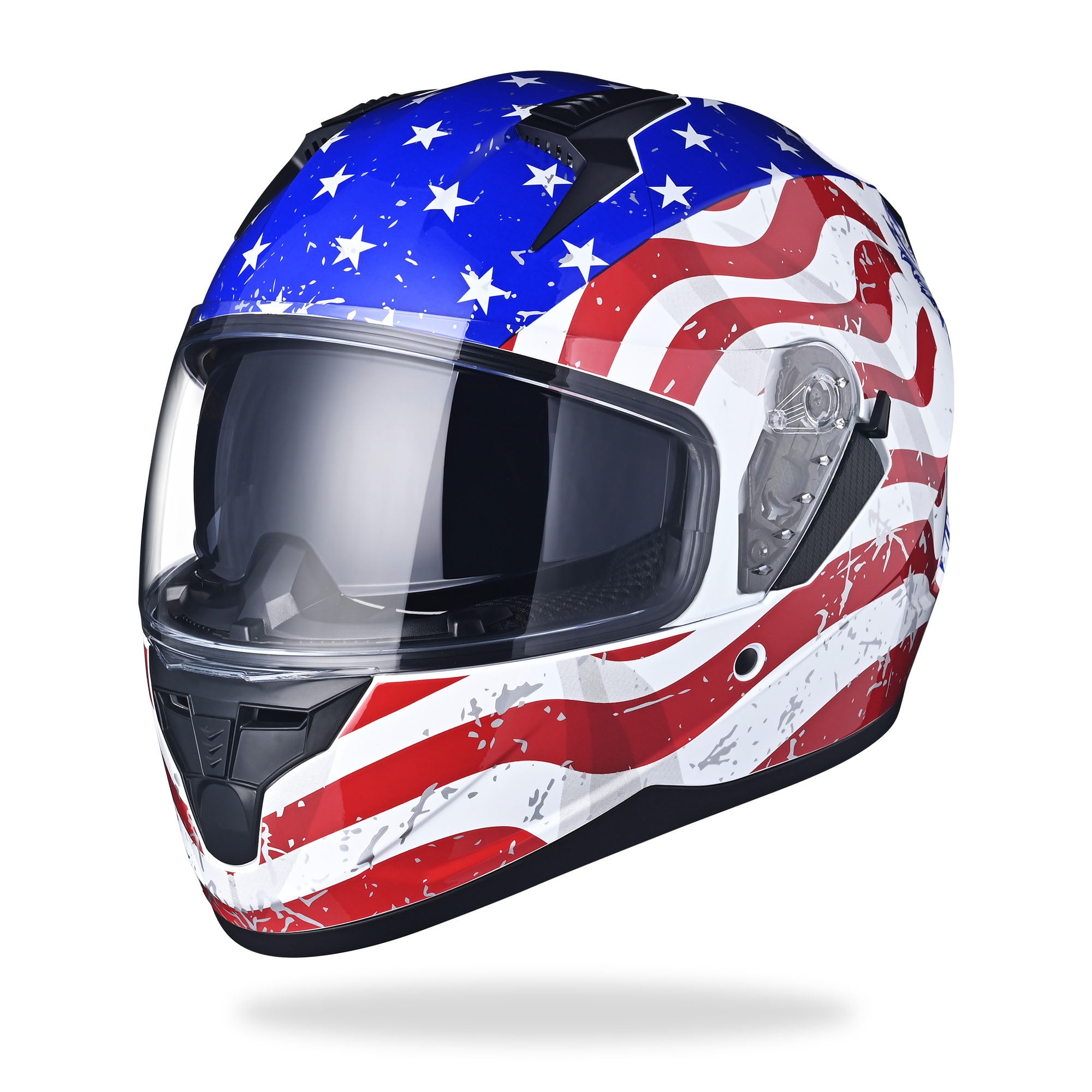 AHR RUN-F Full Face Stars and Stripes Motorcycle Helmet Flip up Dual ...
