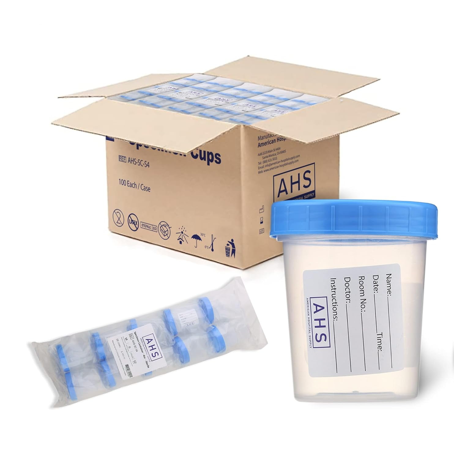 AHS American Hospital Supply Sterile Specimen Cup with Lids | Case of ...