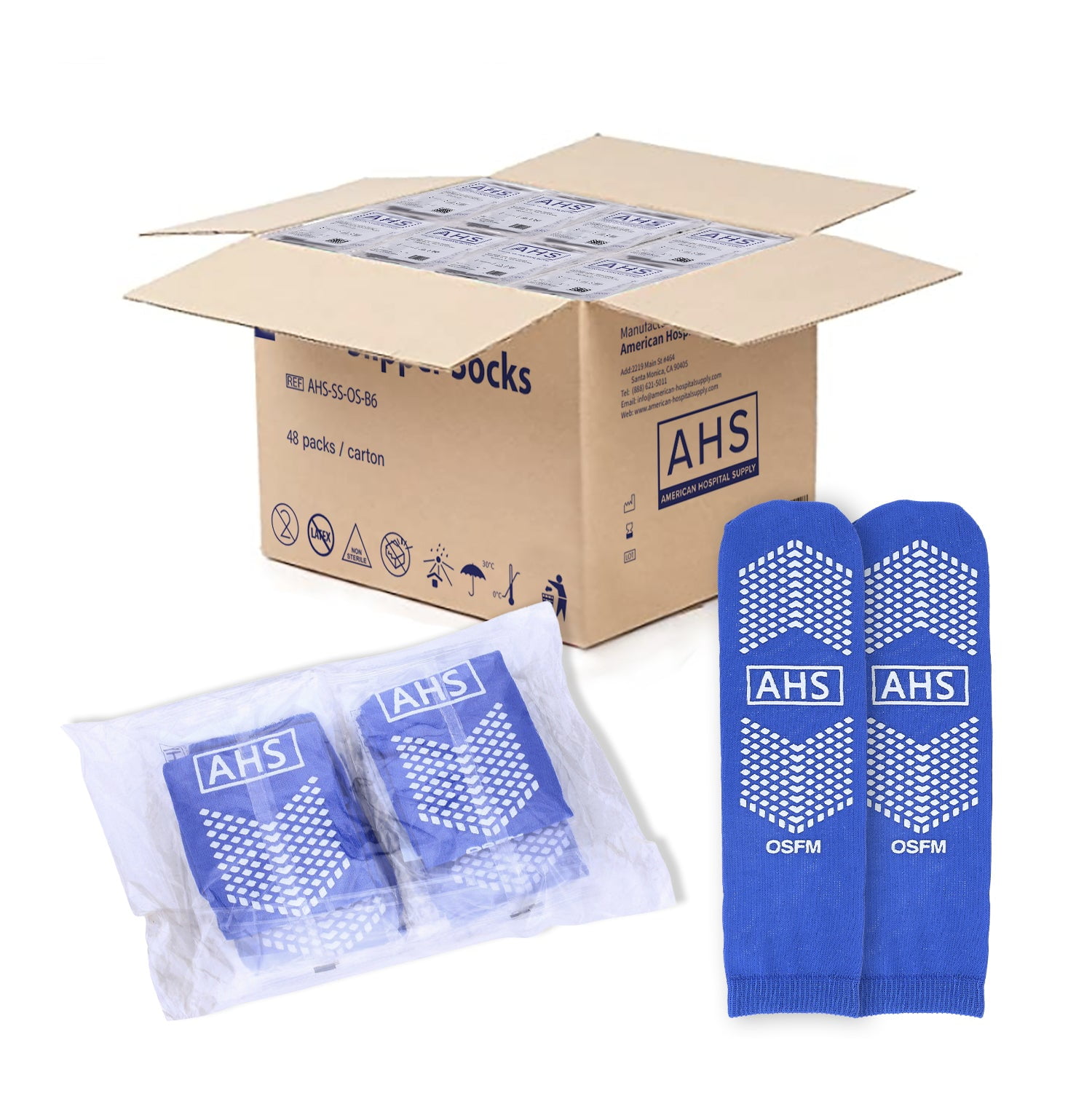 American Hospital Supply Grip Socks, Blue Grippy Socks One Size Fits ...