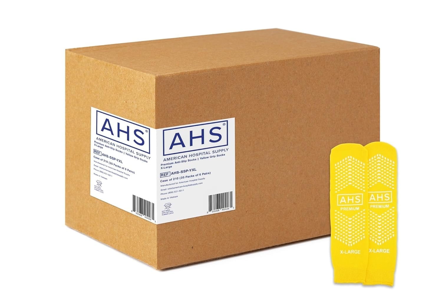 AHS Premium Hospital Socks with Grippy Anti-Slip Tread | Yellow X-Large ...