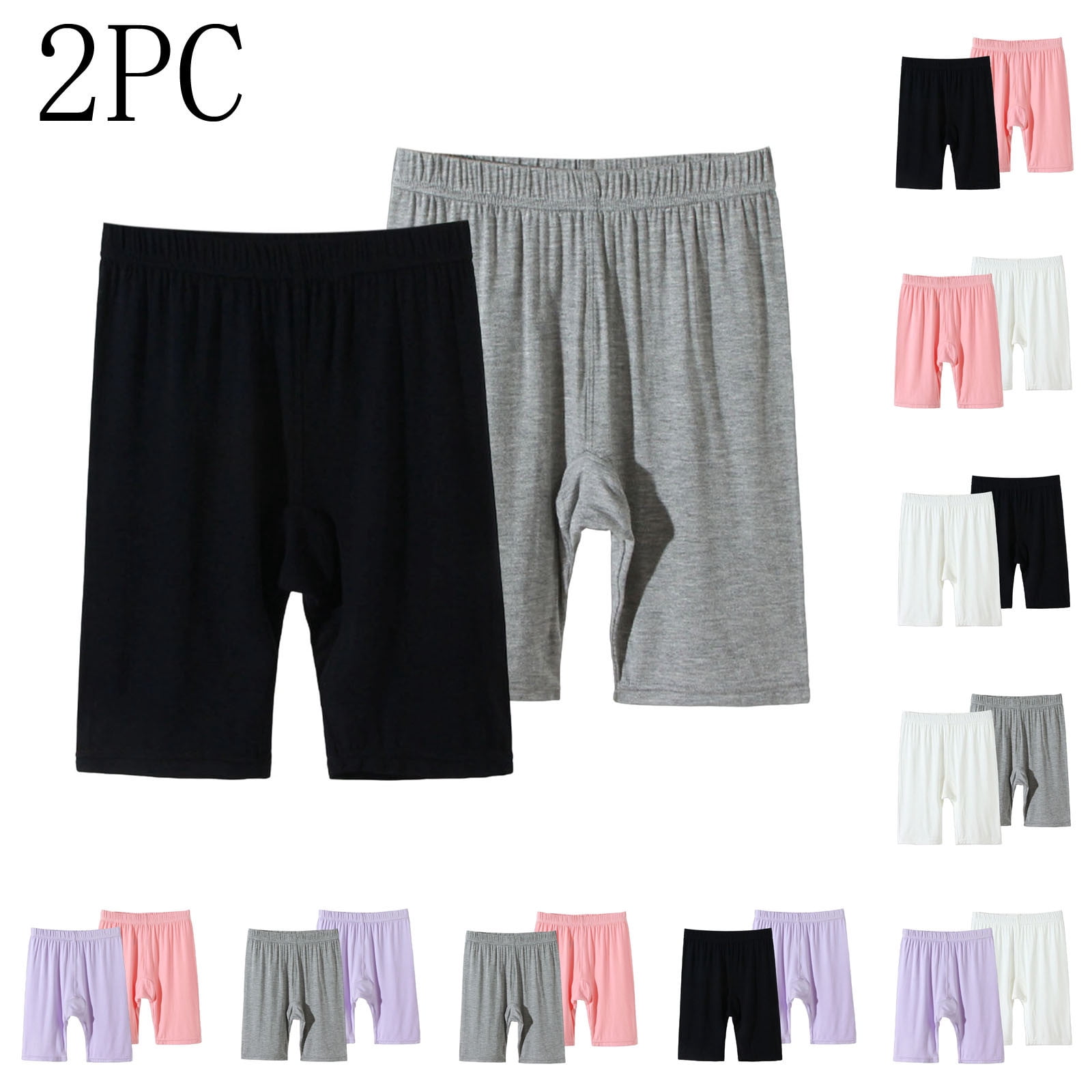 AHTJRT 2 Pack Girls Modal Athletic Shorts Cooling Elastic High Waisted ...