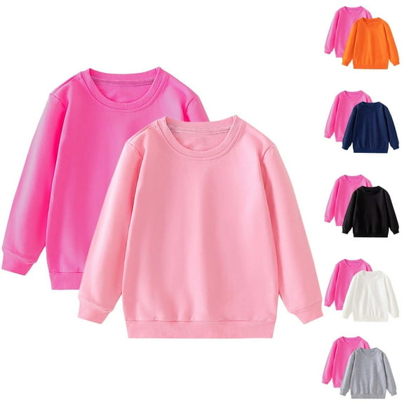 AHTJRT 2 Pack Kids Sweatshirt Cotton Comfy Long Sleeve Round Neck ...