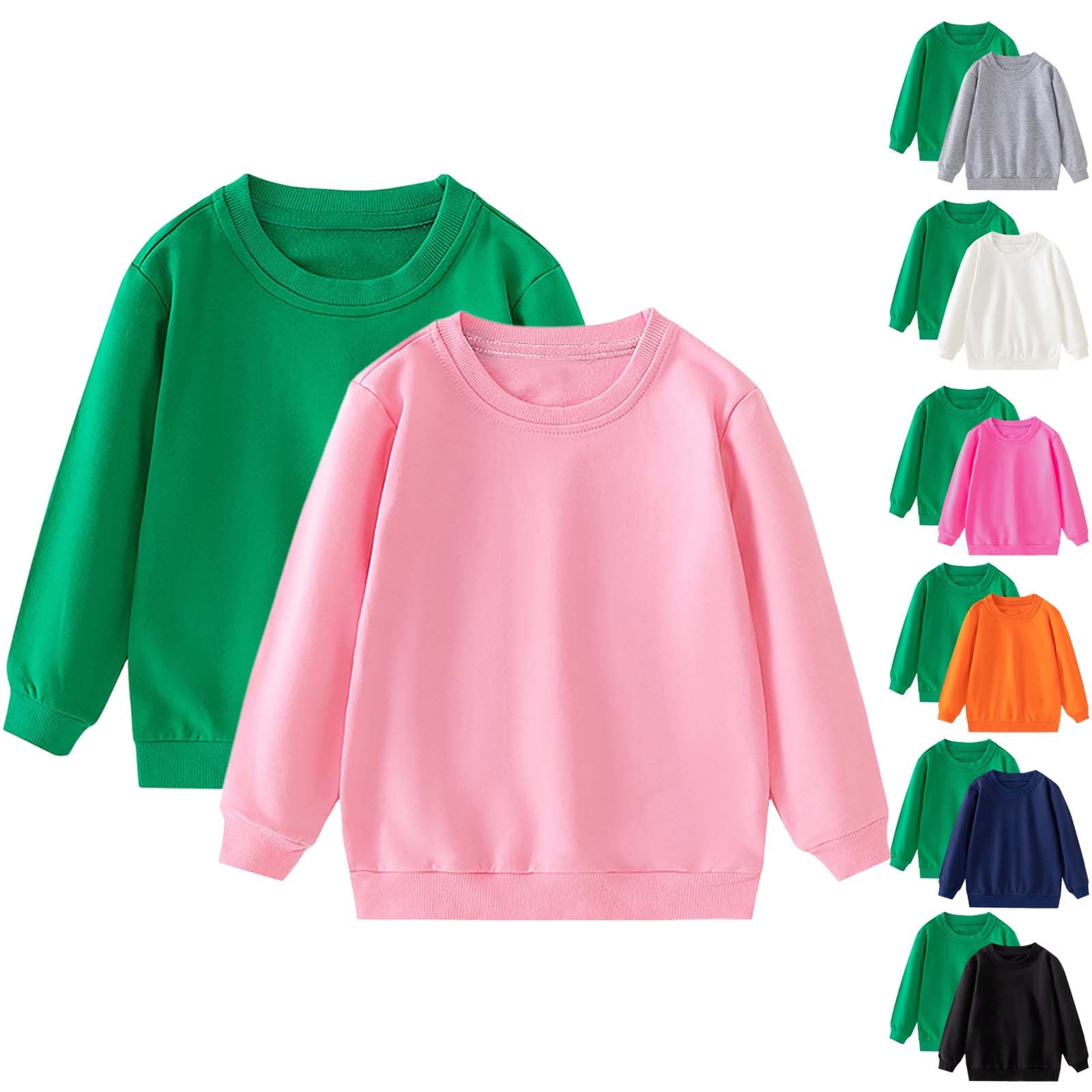 AHTJRT 2 Pack Kids Sweatshirt Cotton Comfy Long Sleeve Round Neck ...