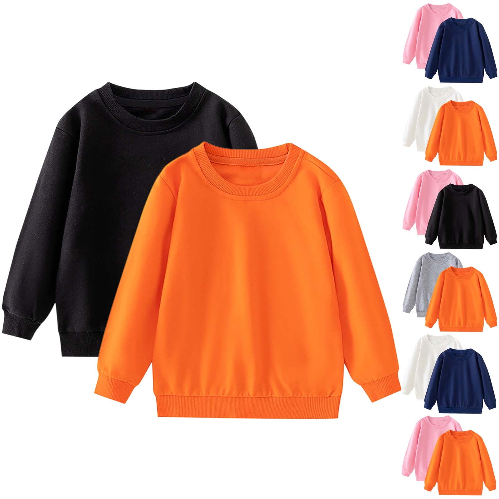 AHTJRT 2 Pack Kids Sweatshirt Cotton Comfy Long Sleeve Round Neck ...