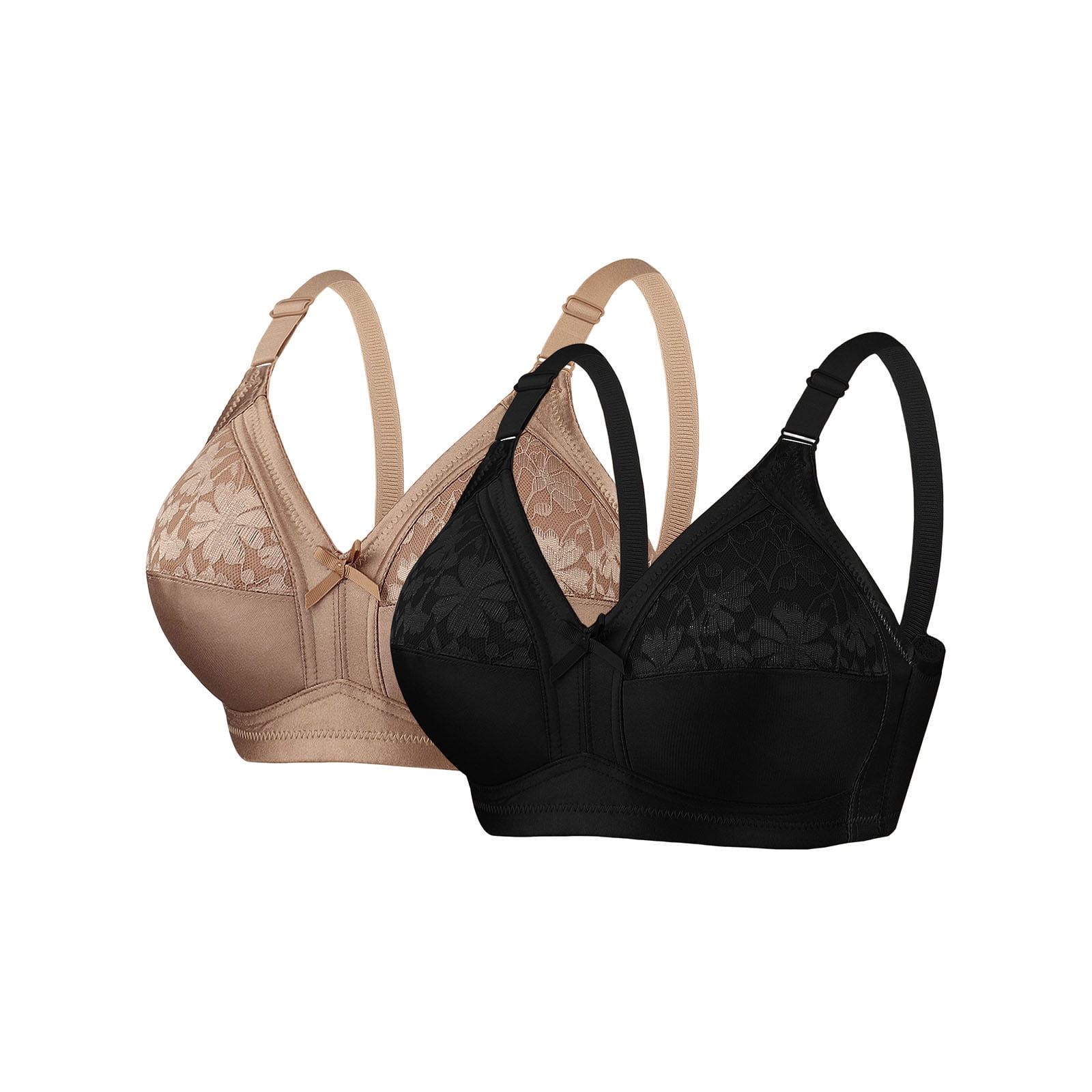 AHTJRT 2 Pack Wireless Bras for Women Full Coverage V Neck Bralettes ...