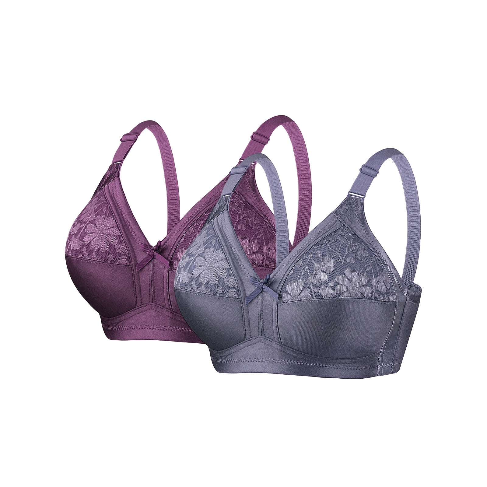 AHTJRT 2 Pack Wireless Bras for Women Full Coverage V Neck Bralettes ...